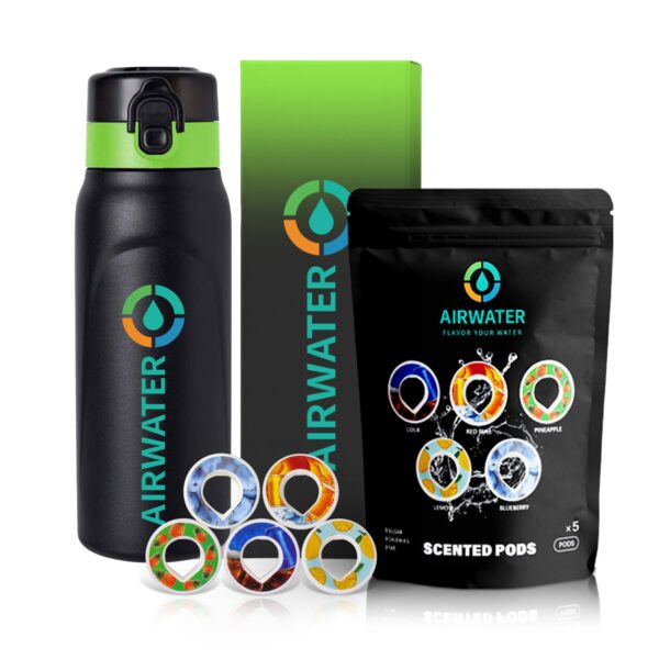 AirWater - Double Walled Stainless Steel Bottle 750ml & 5 Scented Pod ...